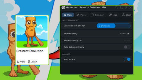 Brainrot Evolution | Auto Attack Auto Evolve Auto Claim Gifts and more — Roblox Scripts | ScriptBlox