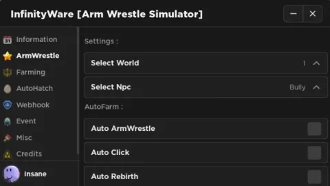 Arm Wrestle Simulator | InfinityWare — Roblox Scripts | ScriptBlox