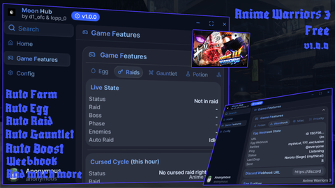 [🌧️ UPDATE 1 + 3 LUCK 🍀] Anime Warriors III | Moon Hub Auto Farm Egg ...