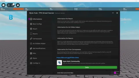 TPS Street Soccer 🏆 | Byte Hub TPS Mobile and PC — Roblox Scripts | ScriptBlox