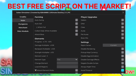 [🎃] Saber Simulator | Best Script | Premium | GET ELEMENTS FAST | FARM DUNGEONS — Roblox Scripts ...