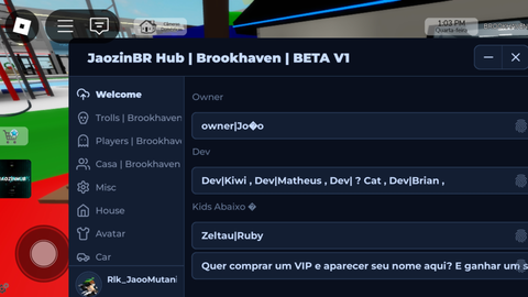 Brookhaven 🏡RP | JaoZinBR Hub BETA V1 — Roblox Scripts | ScriptBlox