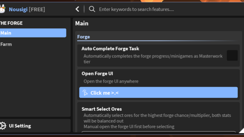 The Forge [BETA] | Nousigi Hub — Roblox Scripts | ScriptBlox