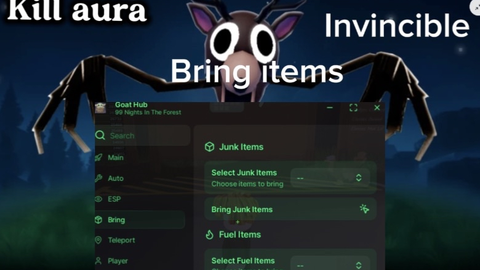 99 Nights in the Forest 🔦 | kill aura auto burn bring items invincible — Roblox Scripts | ScriptBlox